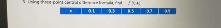 Solved 3. Using three-point central difference formula, find | Chegg.com