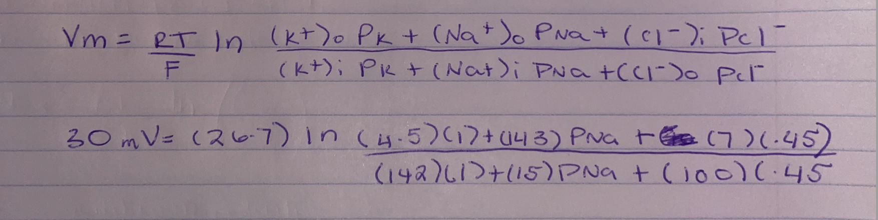 Hi, I need to use the GHK equation to get the value | Chegg.com