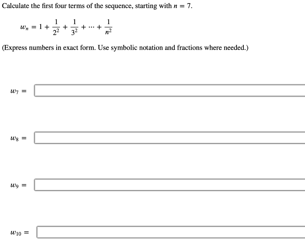 Solved Calculate the first four terms of the sequence, | Chegg.com