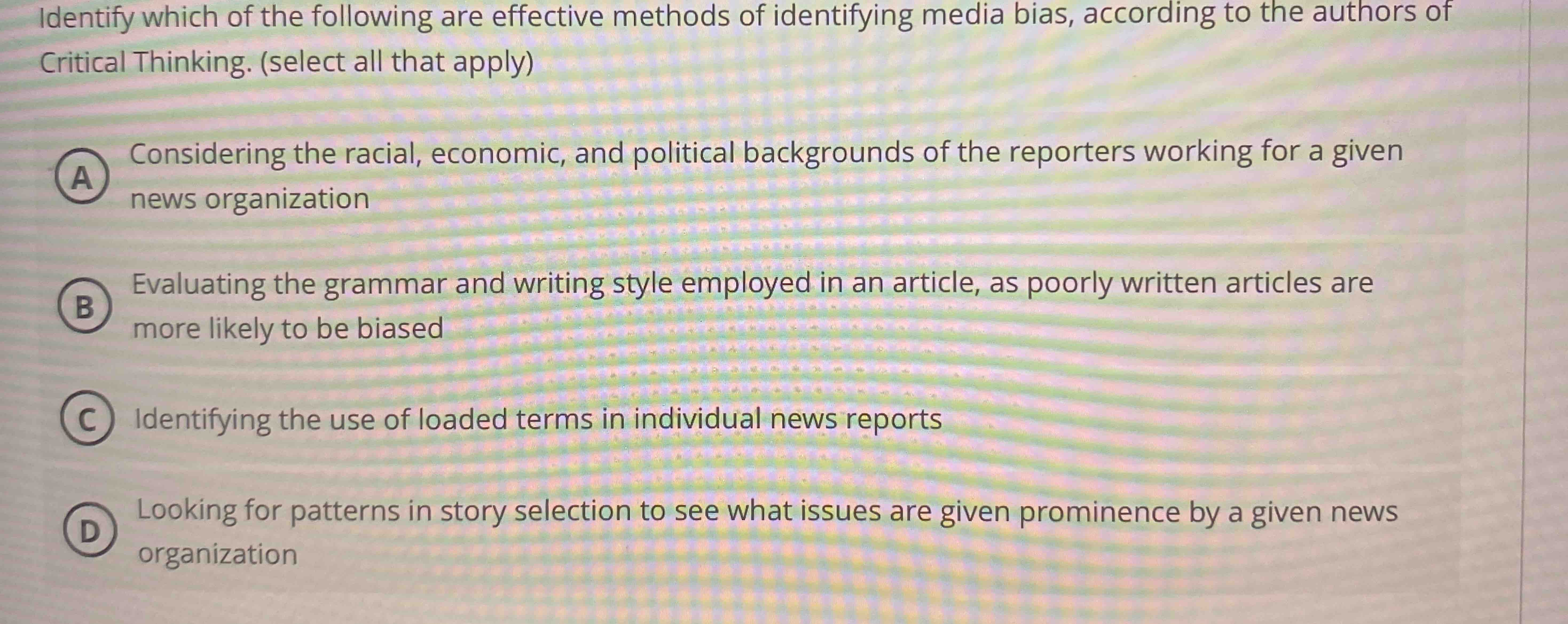 Solved Identify which of the following are effective methods | Chegg.com