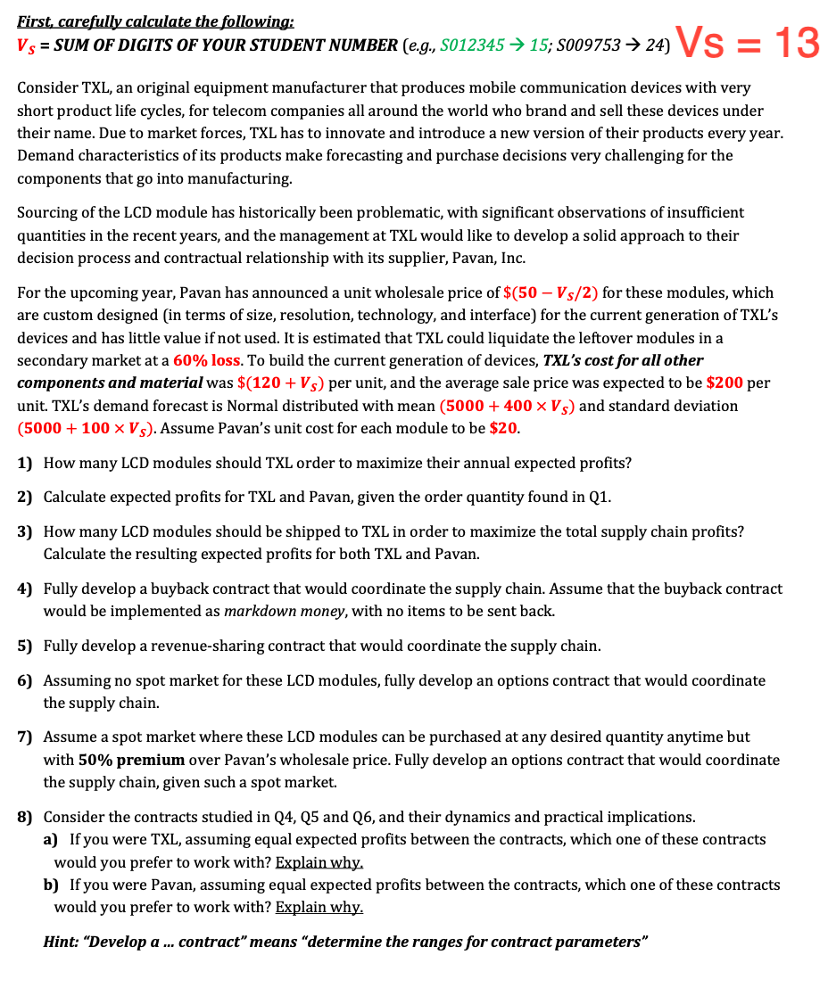 Solved please show the calculations , the value of Vs is 13 | Chegg.com
