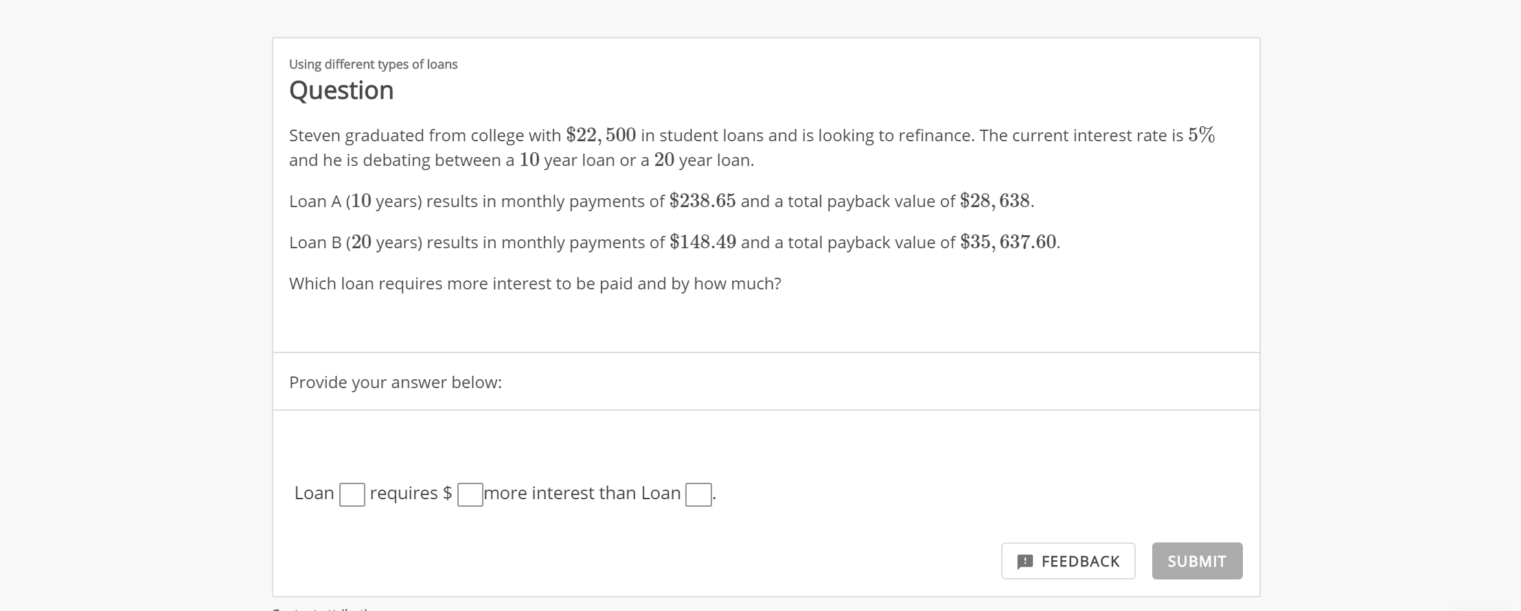 Solved Using different types of loans Question Steven | Chegg.com
