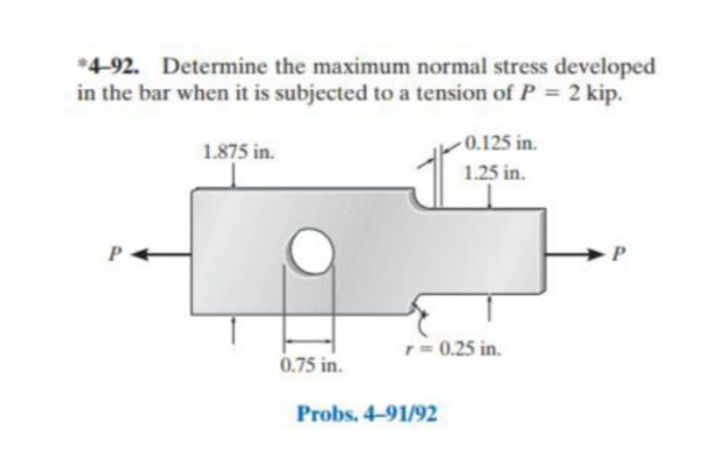 Solved \#4-92. Determine the maximum normal stress developed | Chegg.com