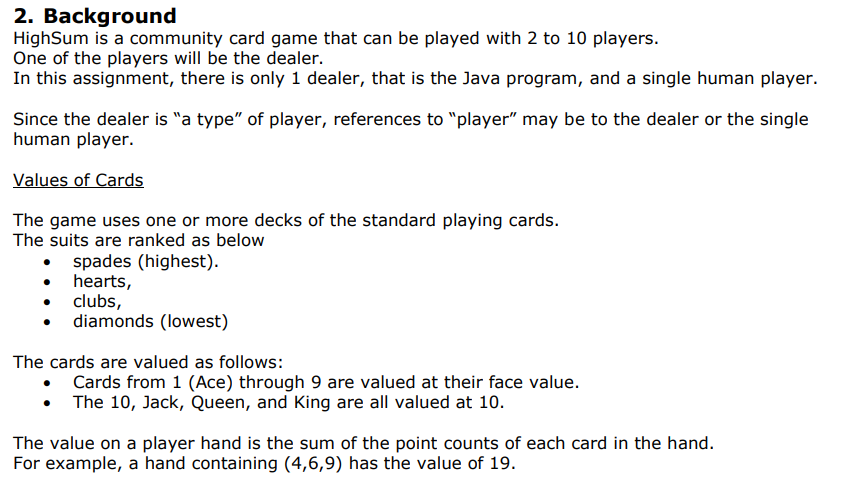 Solved Assumptions Only one deck of card The dealer bet | Chegg.com