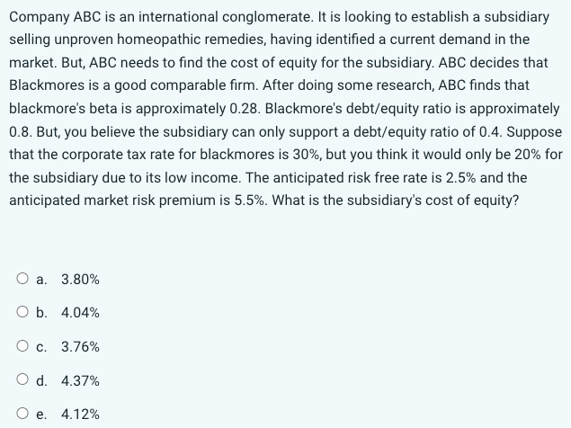 Solved Company \\( A B C \\) is an international | Chegg.com