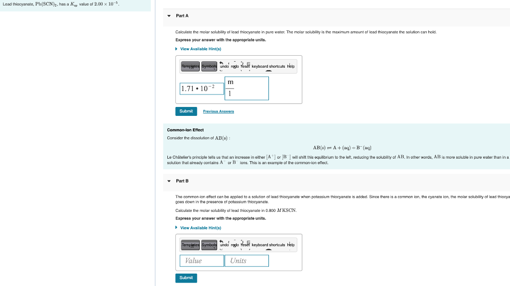 Solved Lead thiocyanate, Pb(SCN), has a K, value of 2.00 x | Chegg.com