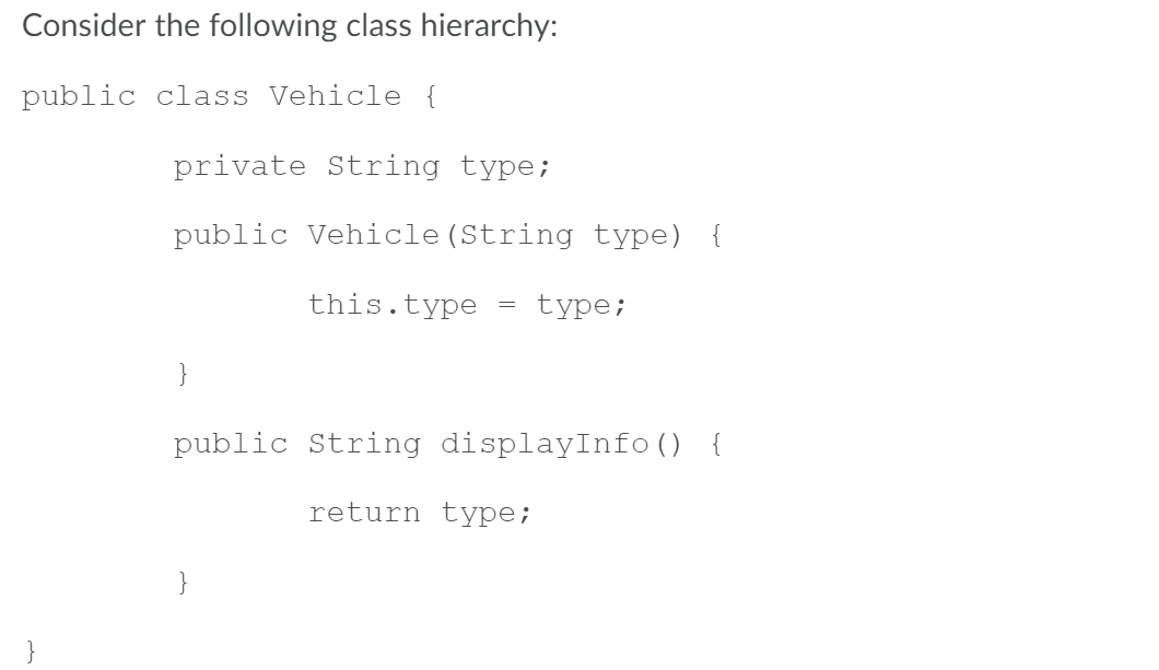Solved Consider the following code snippet: public class | Chegg.com