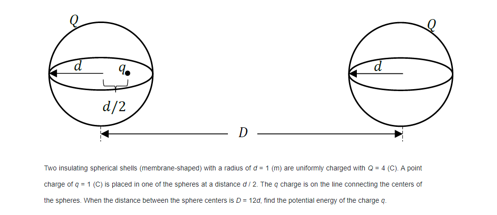 Solved 9. d/2 D Two insulating spherical shells | Chegg.com