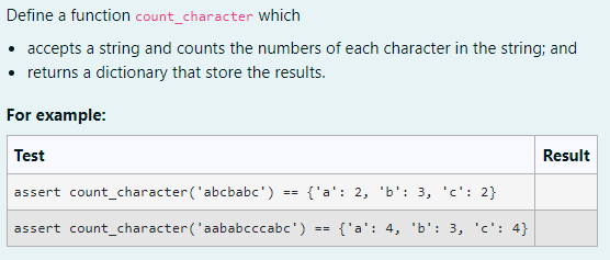 Solved Define a function count_character which - accepts a | Chegg.com