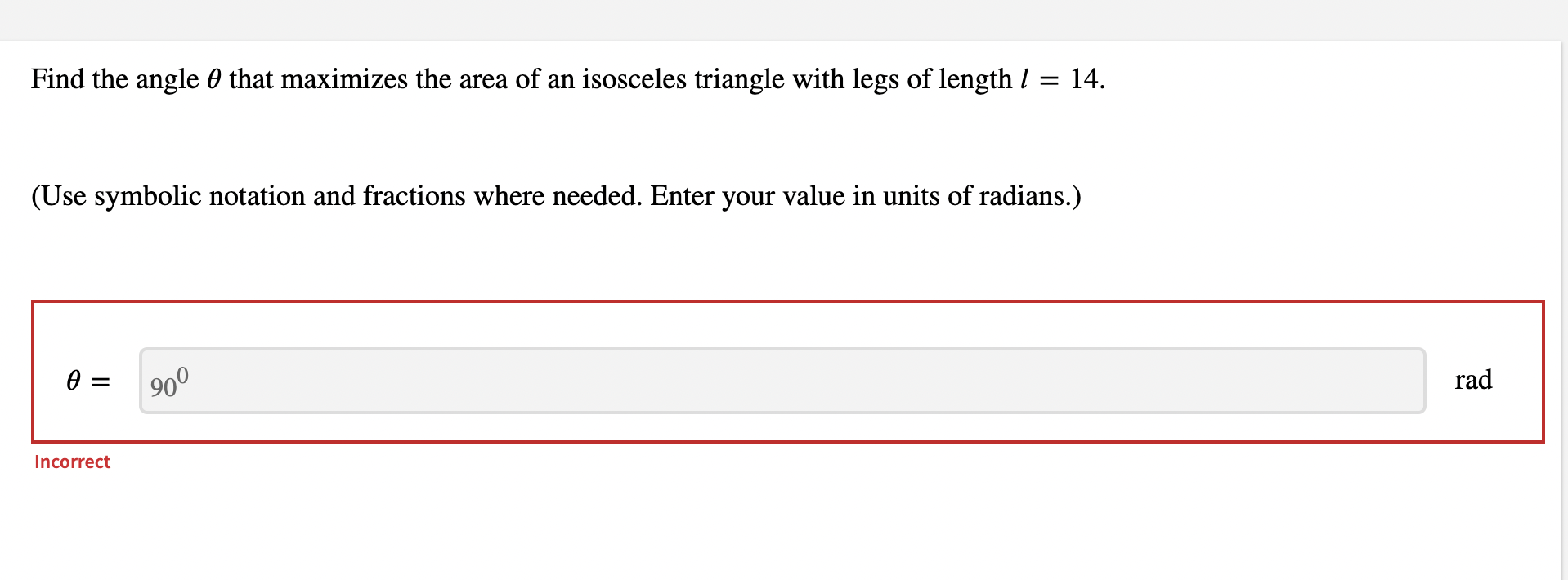 Solved Find the angle θ that maximizes the area of an | Chegg.com