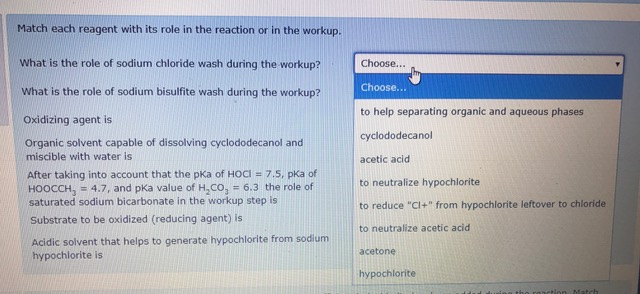 Solved Match each reagent with its role in the reaction or | Chegg.com