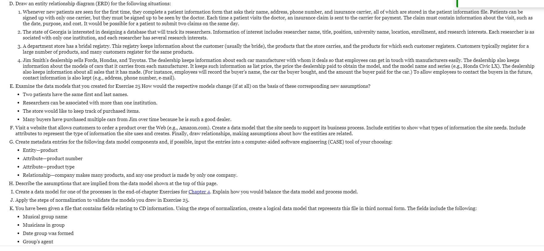 EXERCISES A. Draw data models for the following | Chegg.com