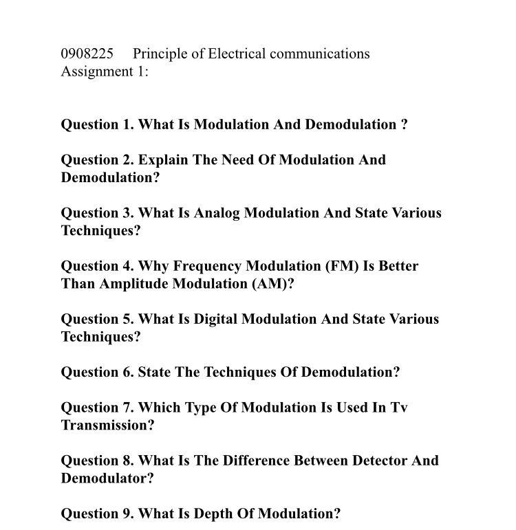 Solved 0908225 Principle of Electrical communications | Chegg.com