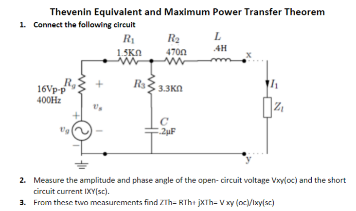 Solved Thevenin Equivalent and Maximum Power Transfer | Chegg.com