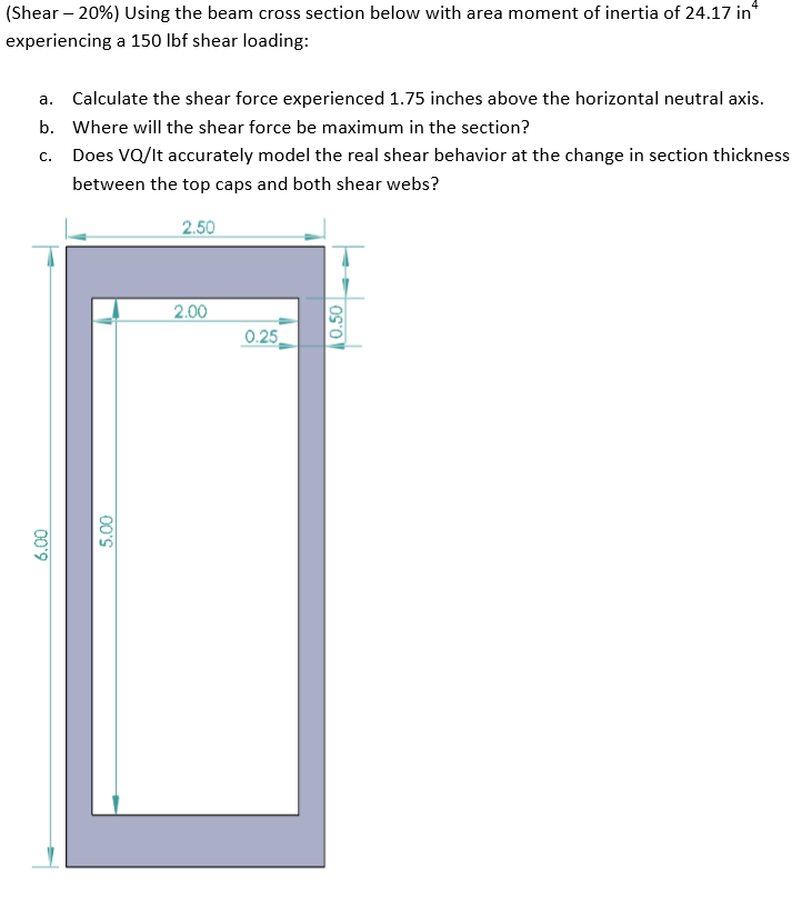 (Shear – 20%) Using the beam cross section below with | Chegg.com