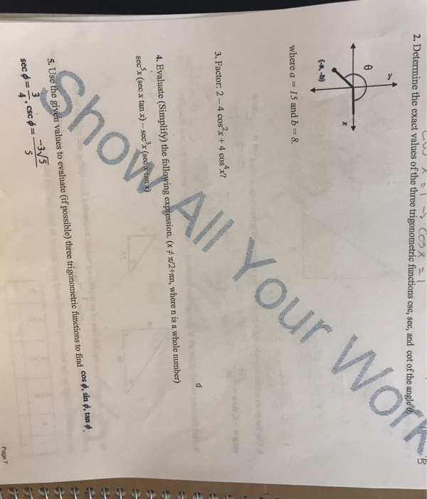 Solved 2 Determine The Exact Values Of The Three