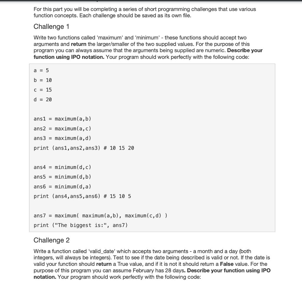 Solved For this part you will be completing a series of | Chegg.com