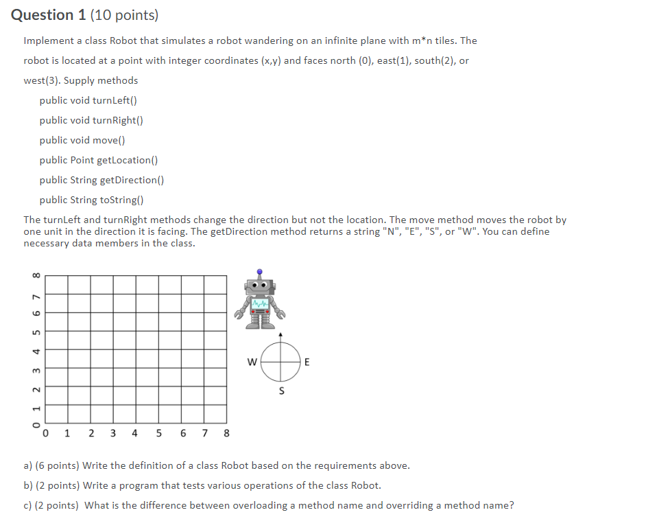 Solved Question 1 10 Points Implement A Class Robot That 9635