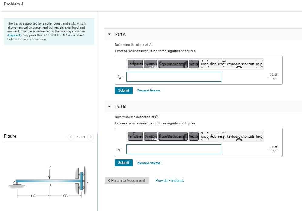 Solved Problem 4 The bar is supported by a roller constraint | Chegg.com
