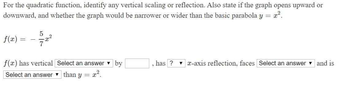 Solved For the quadratic function, identify any vertical | Chegg.com