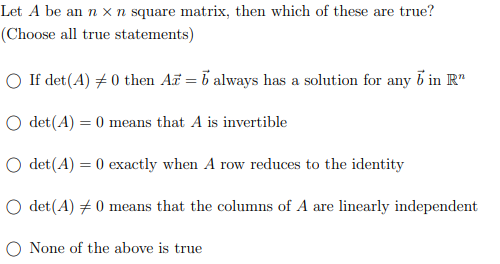 Solved Let \\( A \\) be an \\( n \\times n \\) square | Chegg.com