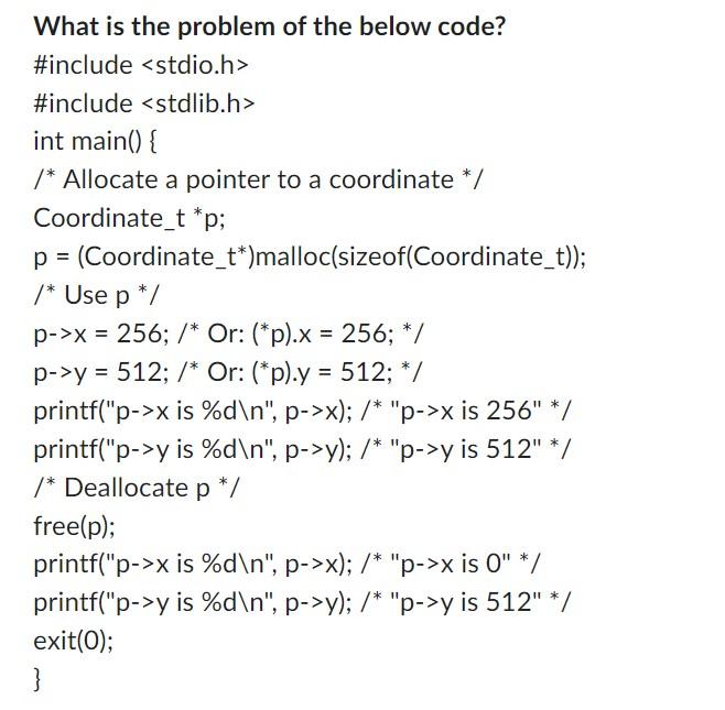 Solved What is the problem of the below code? \#include | Chegg.com