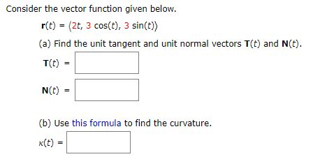 Solved Consider the vector function given below. r(t) = (2, | Chegg.com
