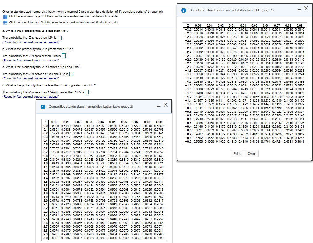 Solved Cumulative Given a standardized normal distribution | Chegg.com