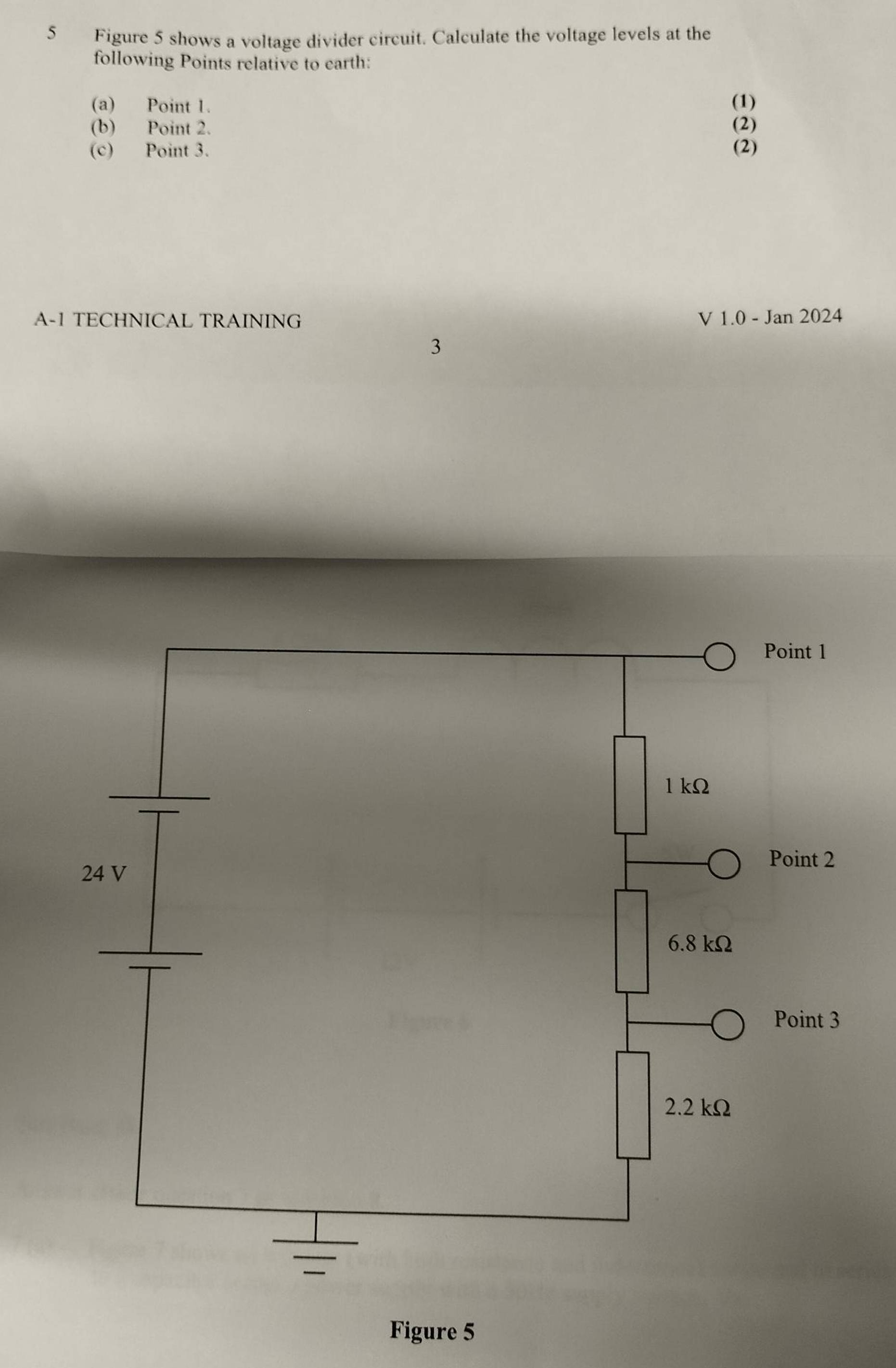 Solved 5 ﻿Figure 5 ﻿shows a voltage divider circuit. | Chegg.com