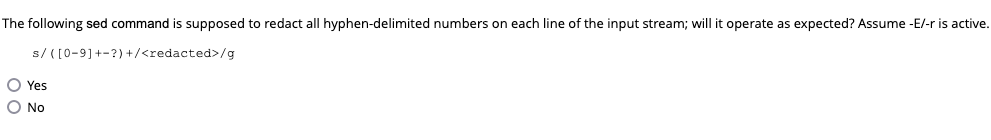 Solved The following sed command is supposed to redact all | Chegg.com