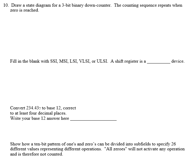 Solved 10. Draw a state diagram for a 3-bit binary | Chegg.com
