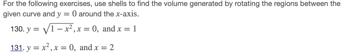 Solved For the following exercises, use shells to find the | Chegg.com