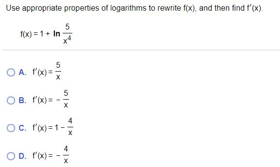 Solved Use appropriate properties of logarithms to rewrite | Chegg.com