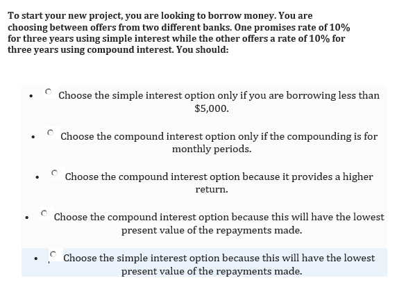 Solved To start your new project, you are looking to borrow | Chegg.com