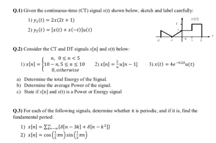 Solved Q.1) Given the continuous-time (CT) signal x() shown | Chegg.com