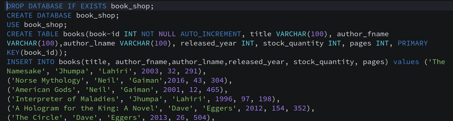 Solved ÞROP DATABASE IF EXISTS book_shop; CREATE DATABASE | Chegg.com