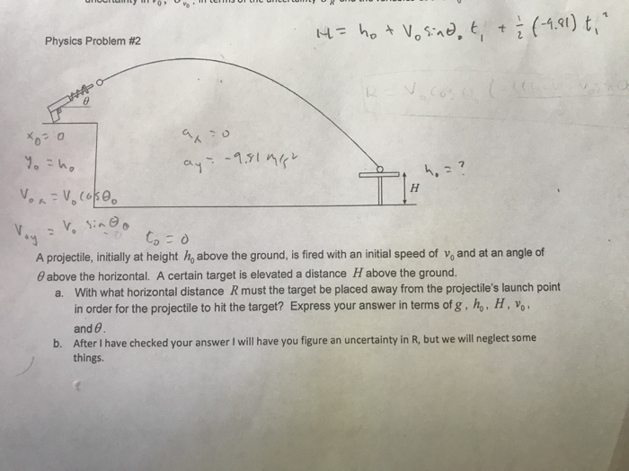 Solved Physics Problem #2 1. A projectile, initially at | Chegg.com