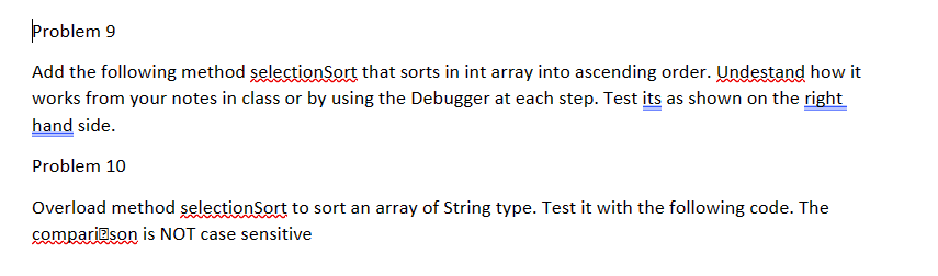 Solved Problem 9add The Following Method Selectionsort That