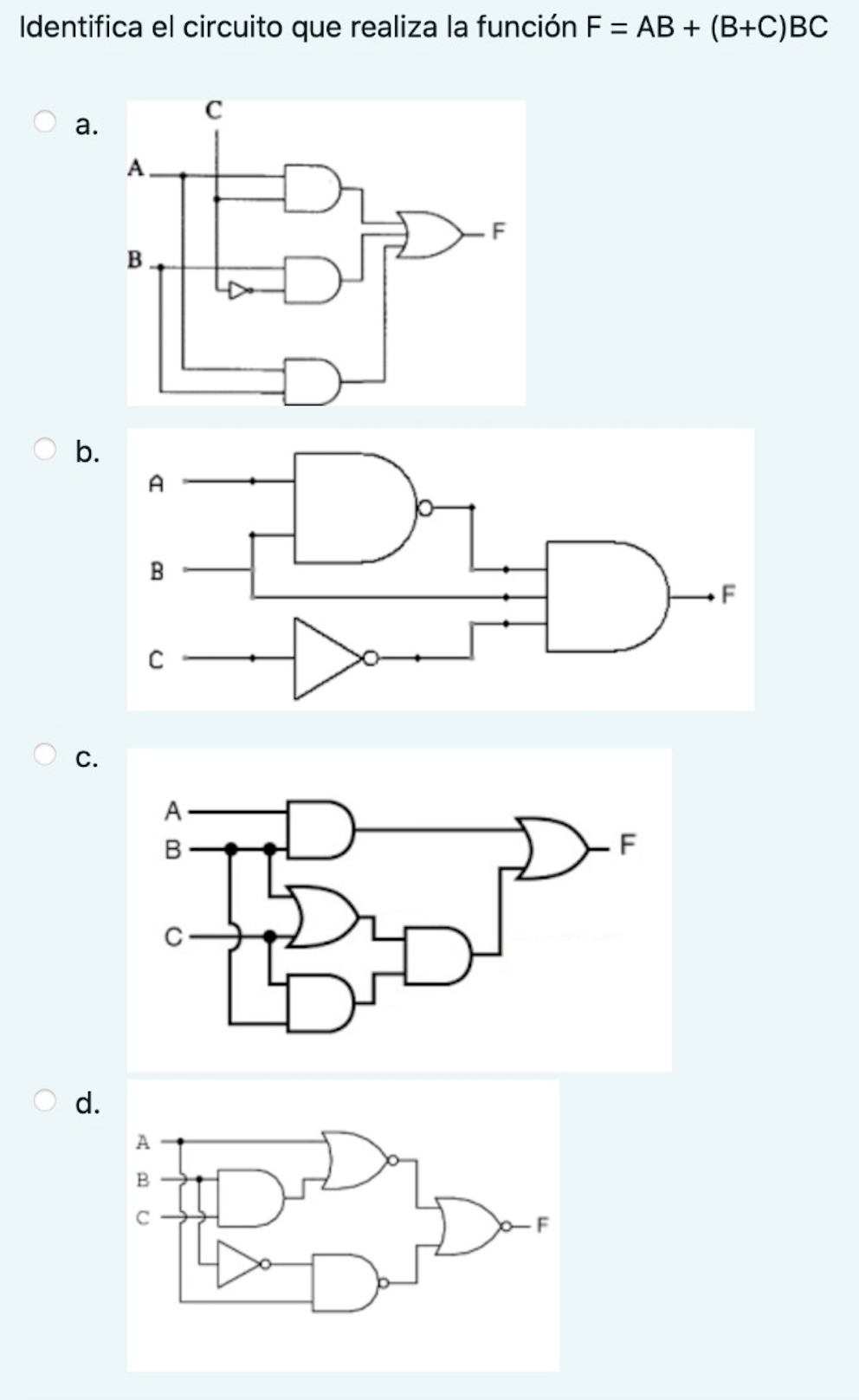 Solved Identifica el circuito que realiza la función | Chegg.com