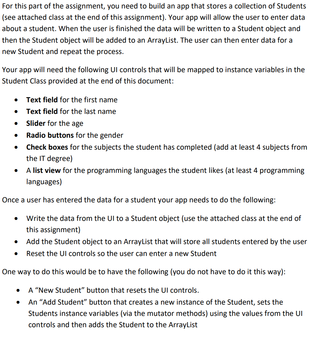 Solved For this part of the assignment, you need to build an | Chegg.com