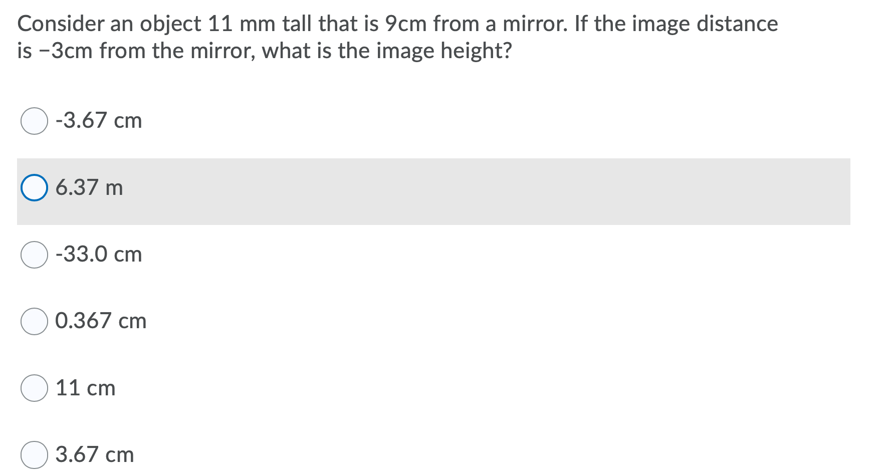 Solved Consider an object 11 mm tall that is 9cm from a | Chegg.com