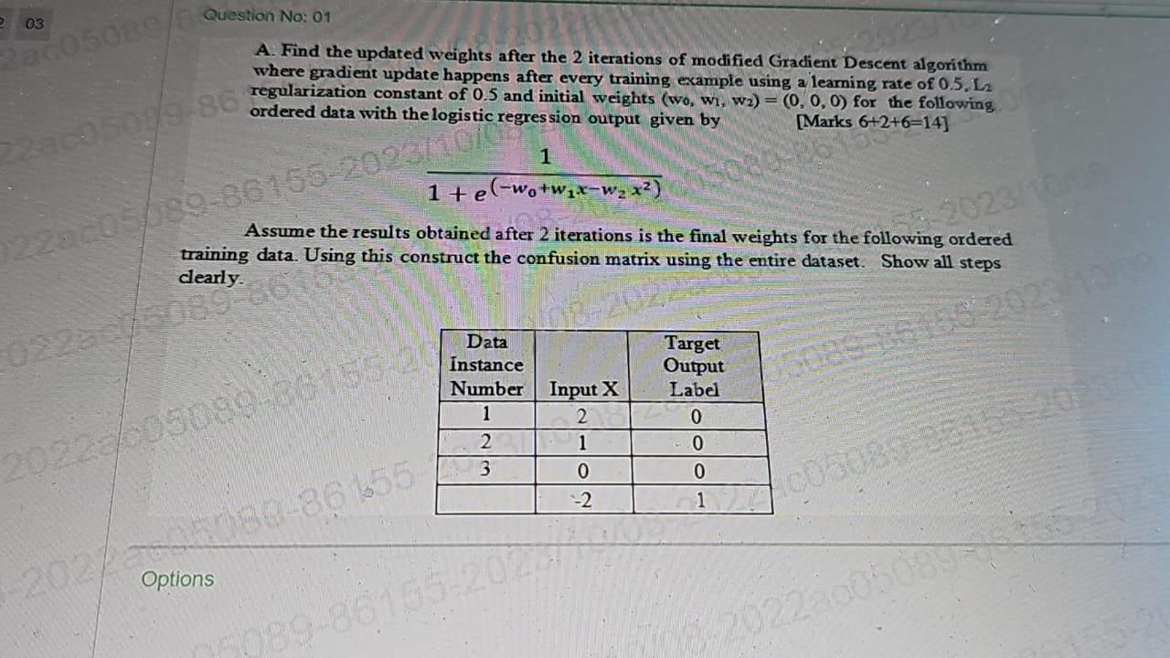 Solved A. Find the updated weights after the 2 iterations of | Chegg.com