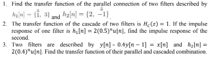 Solved 1. Find the transfer function of the parallel | Chegg.com