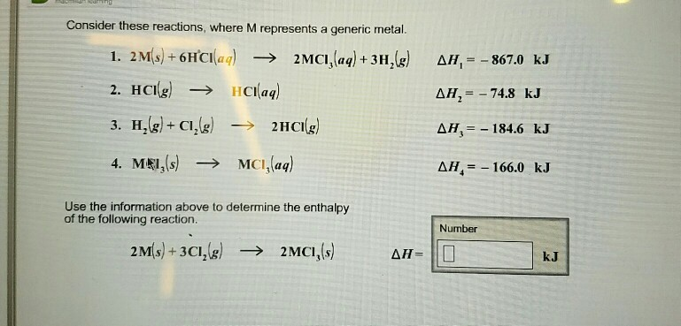 Solved Consider these reactions, where M represents a | Chegg.com