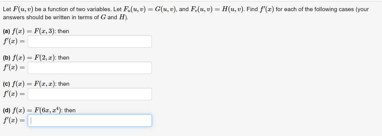 Solved Let F(u, v) be a function of two variables. Let Fy(u, | Chegg.com