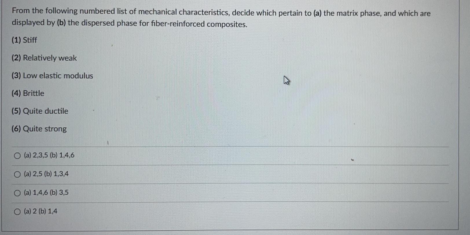 Solved From the following numbered list of mechanical | Chegg.com