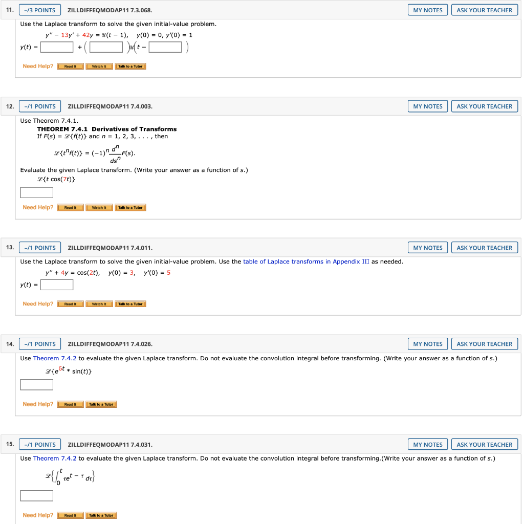 Solved 11. MY NOTES | ASK YOUR TEACHER -/3 POINTS | Chegg.com