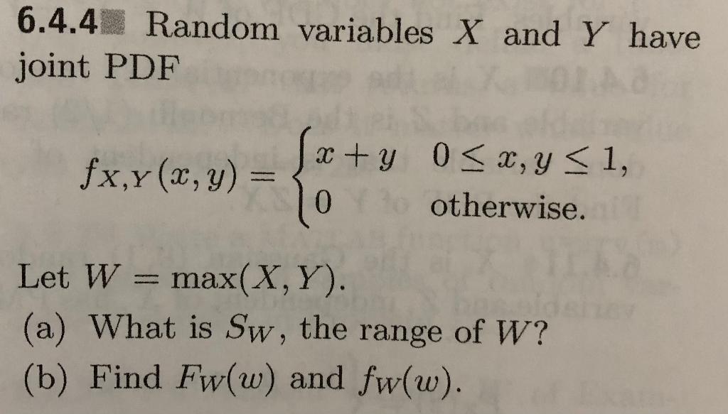 Solved 6.4.4 Random variables X and Y have joint PDF fx,y(x, | Chegg.com