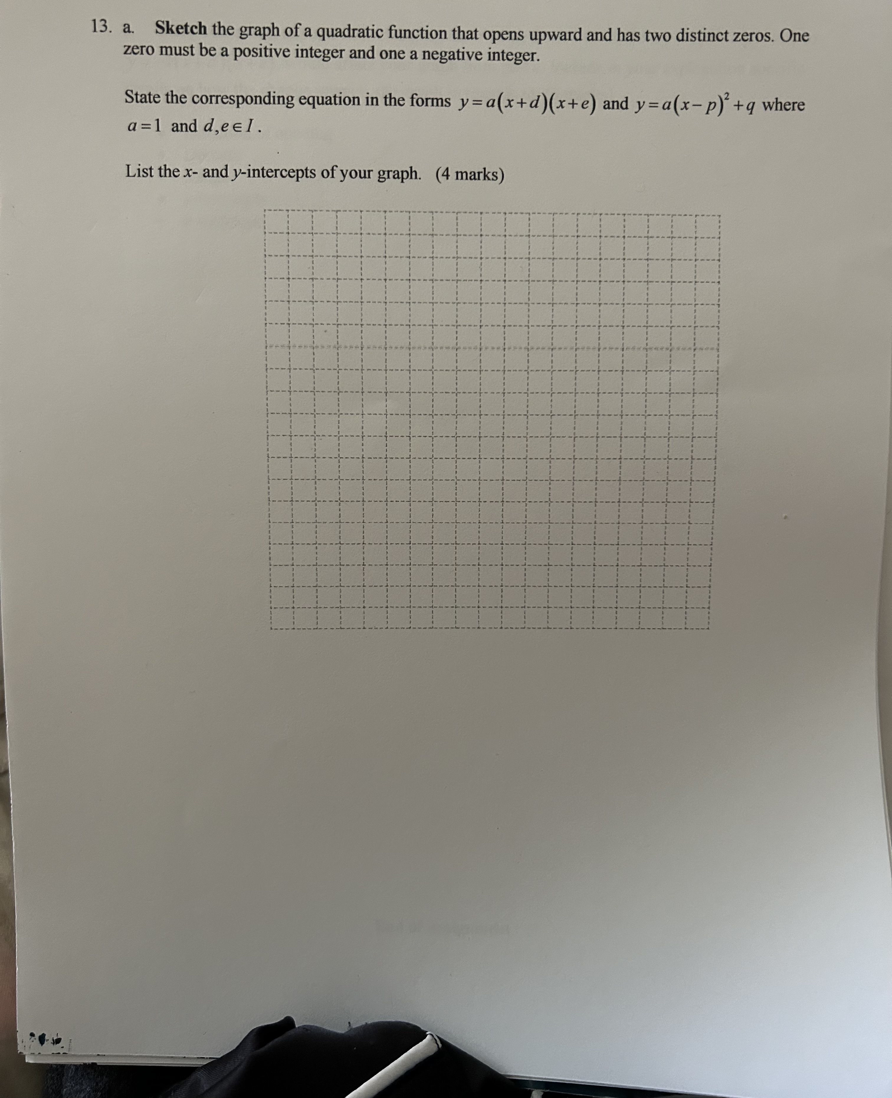 Solved 13. a. Sketch the graph of a quadratic function that | Chegg.com