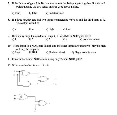 Solved a) A 7. If the fan-out of gate A is 10, can we | Chegg.com